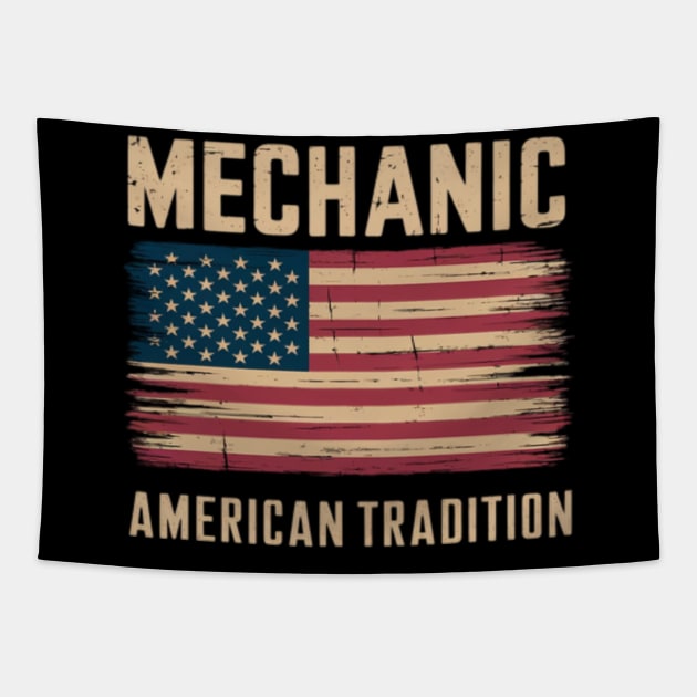 American Flag Mechanic - American Flag Mechanic - Tapestry | TeePublic