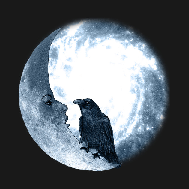 The crow and its Moon - Crow - T-Shirt | TeePublic