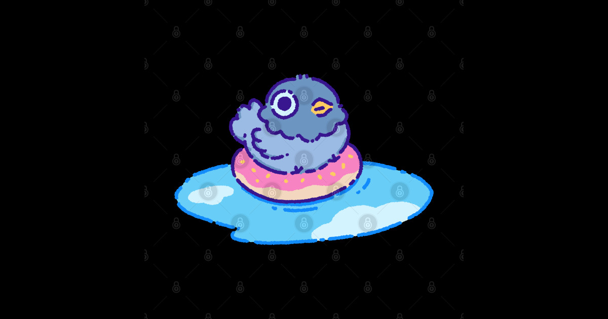 Pigeon on a floater - Floater - Pin | TeePublic