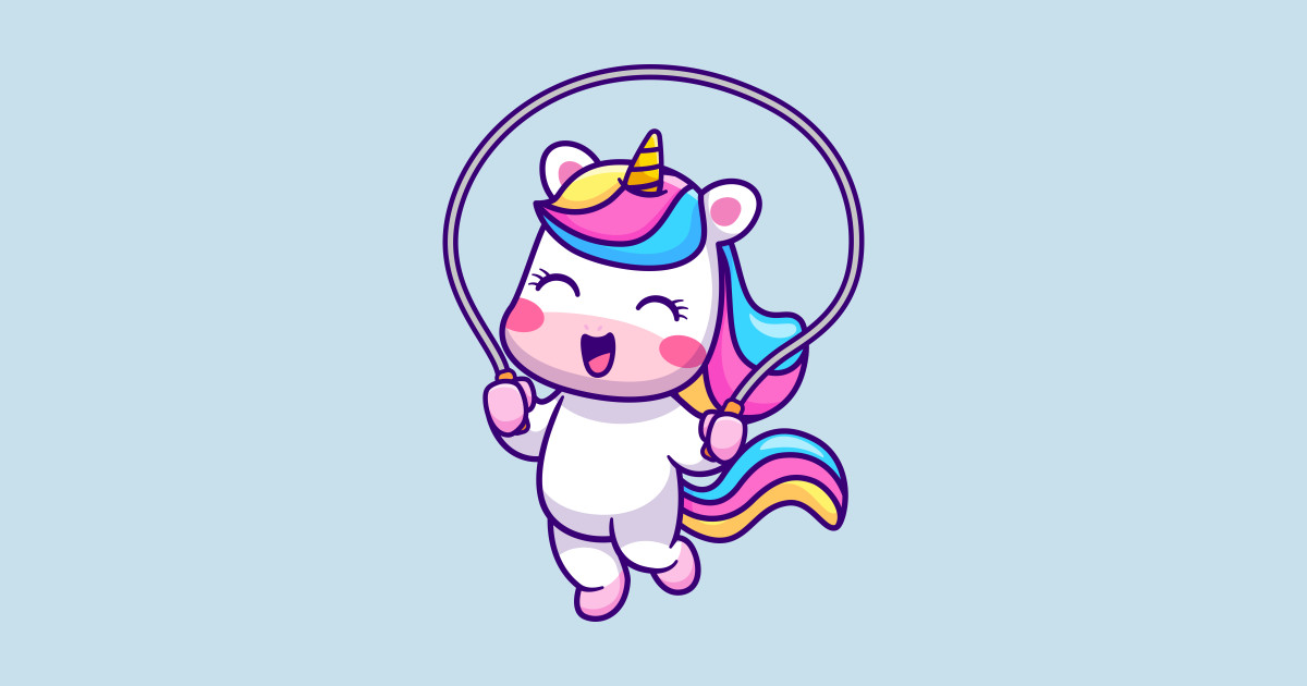 Cute Unicorn Playing Jump Rope Cartoon - Cute Unicorn Playing Jump Rope ...