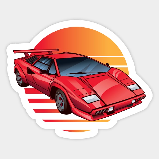 Red Lamborghini Countach - Lamborghini - Sticker | TeePublic
