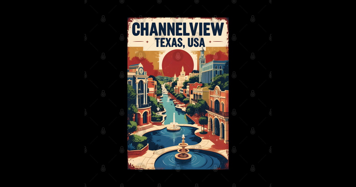 Channel View Texas USA Vintage Poster Tourism Travel - Channel View ...