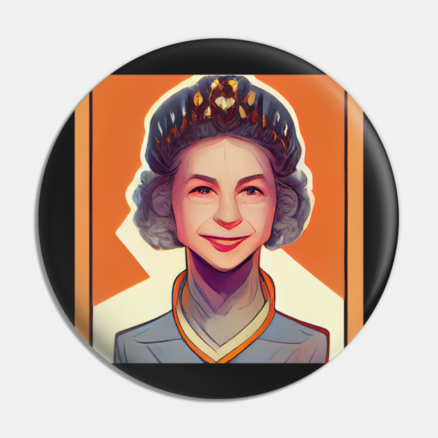 Queen Elizabeth II | Comics Style - Comics - Pin | TeePublic