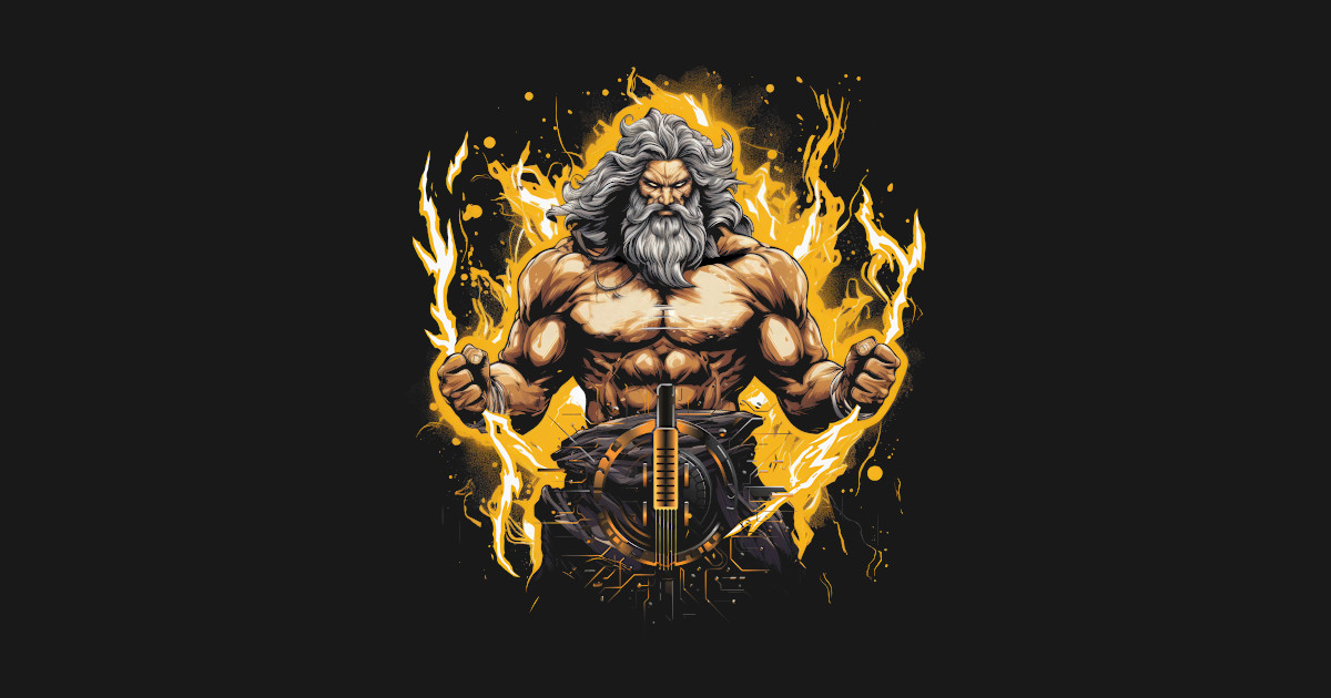 Greek God Zeus with Burning Flames - Powerful Divine Presence - Greek ...