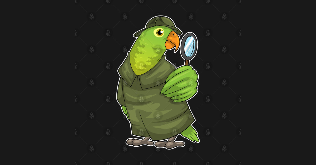 Parrot Detective Magnifying glass - Parrot - T-Shirt | TeePublic