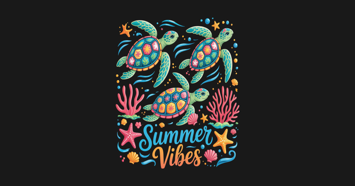 Sea Turtle Preppy Summer Vibes - Sea Turtle Preppy Summer Vibes - T ...
