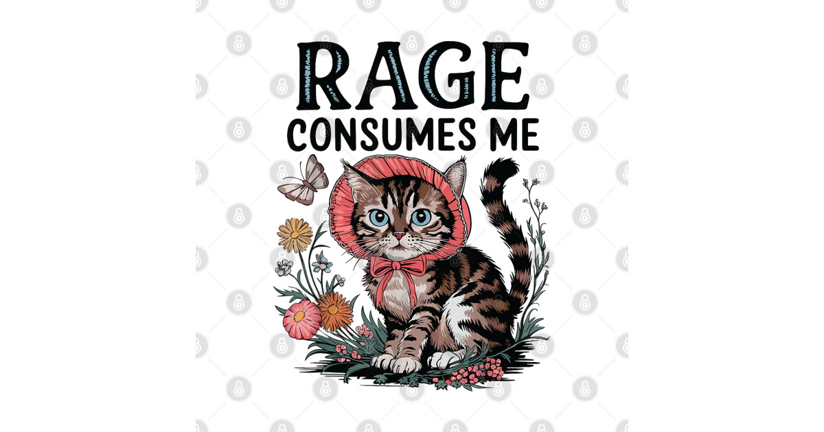 Rage Consumes Me Cute Cat Meme - Rage Consumes Me Cat - T-Shirt | TeePublic