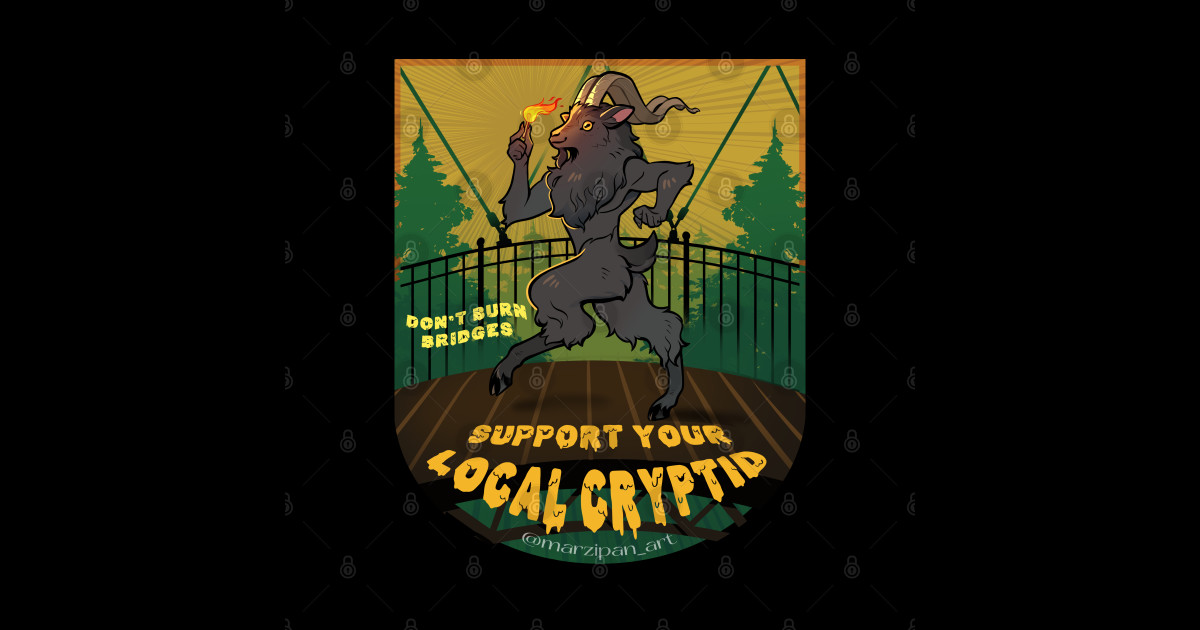 The Goatman- Support Your Local Cryptid - Cryptid - Sticker | TeePublic