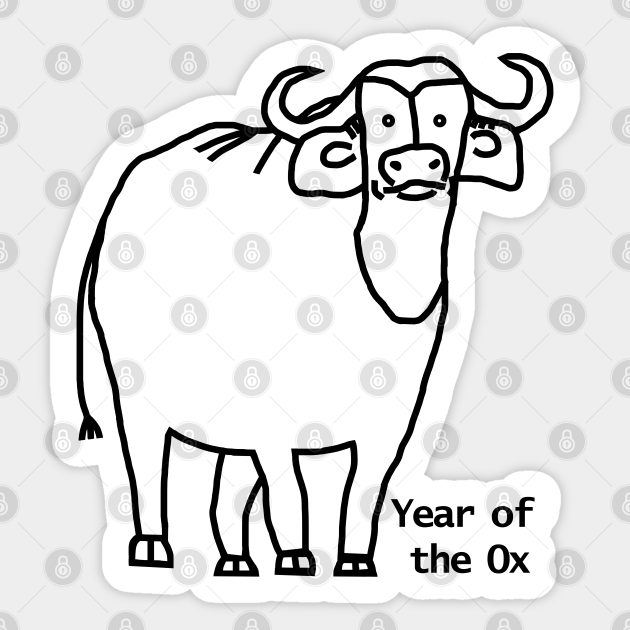 Year of the Ox Outline - Ox - Sticker | TeePublic