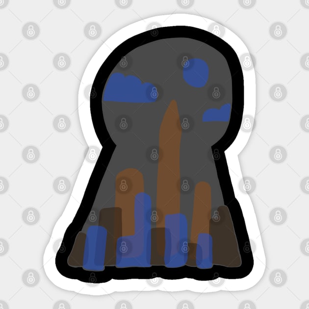City Skyline in a Keyhole - Cityscape - Sticker | TeePublic