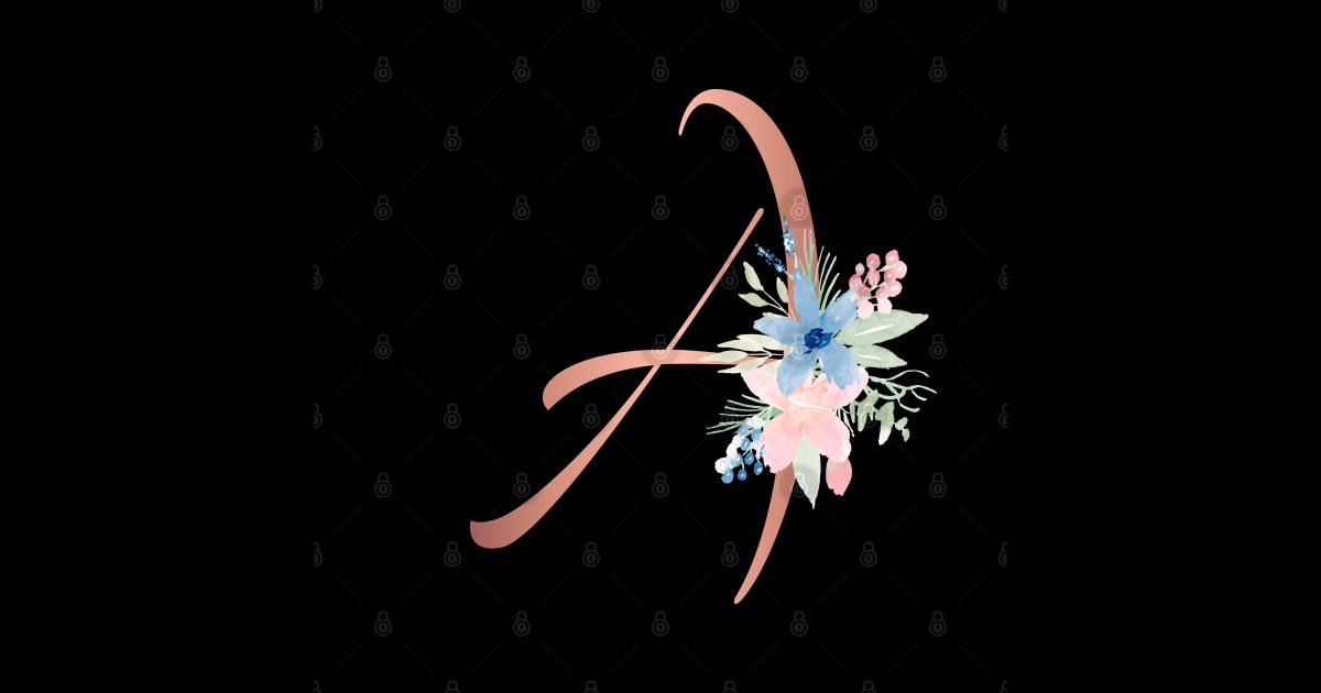 Letter A Rose Gold and Watercolor Blush Pink and Navy - Watercolor ...