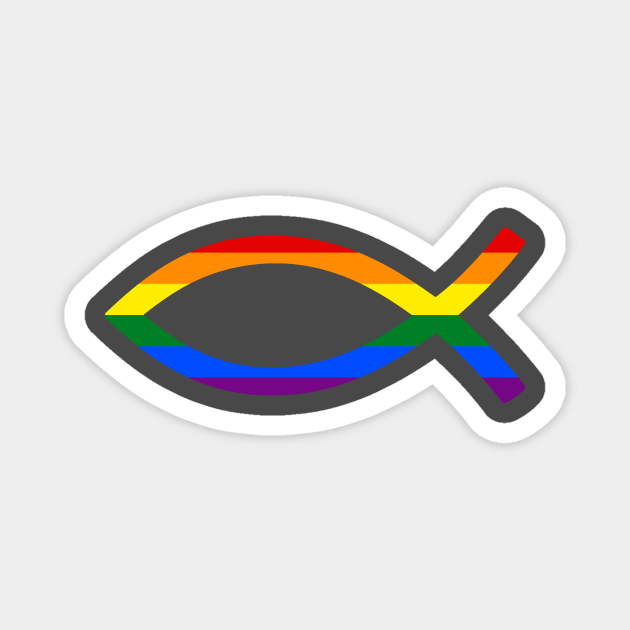 Christian fish with lgbtq+ pride flag - Pride - Magnet | TeePublic