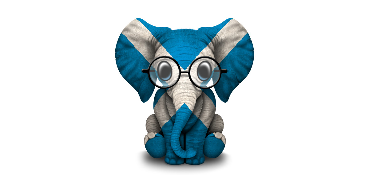 Baby Elephant with Glasses and Scottish Flag - Scotland - T-Shirt ...