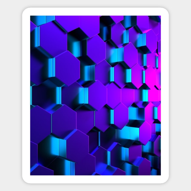 3D Hexagonal Geometric Design - 3d Hexagonal Geometric Design - Sticker ...