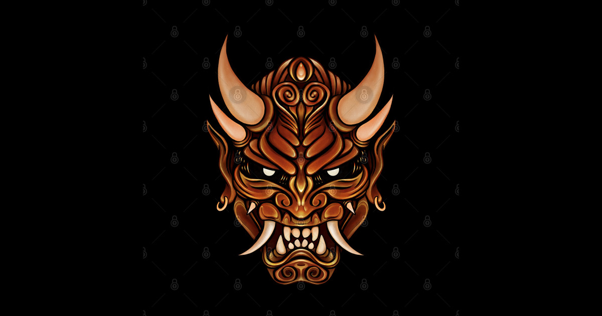 Rage of the Oni - Japanese Yokai Mask - Mask Design - Sticker | TeePublic