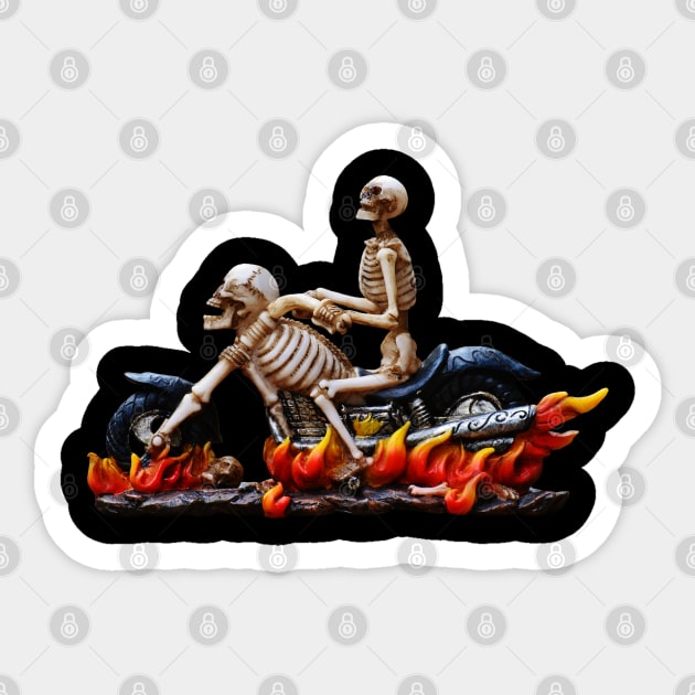 Halloween Skeleton On Bike - Halloween - Sticker | TeePublic