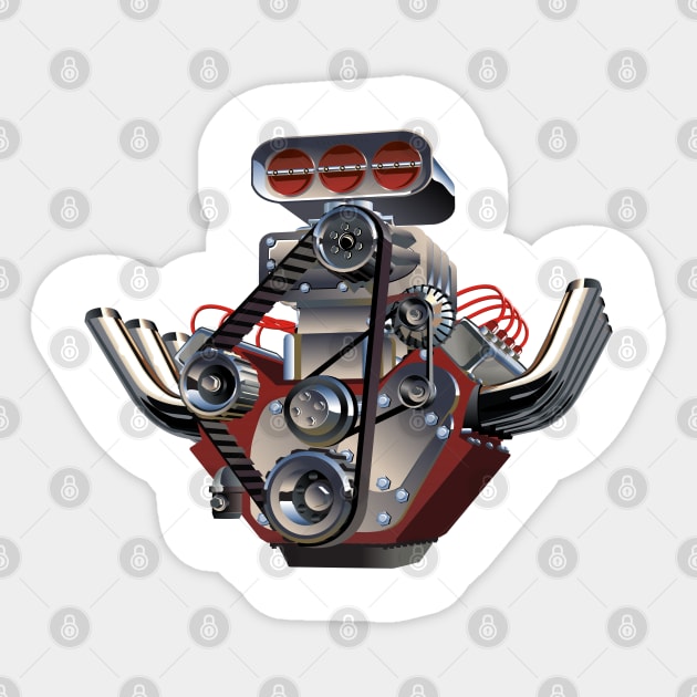 Cartoon Turbo Engine - Cartoon Engine - Sticker | TeePublic