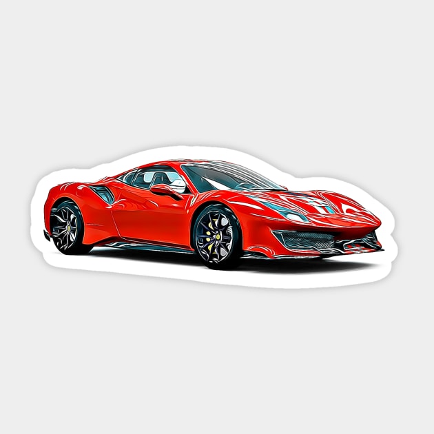 488 GTB Cartoon - Car - Sticker | TeePublic