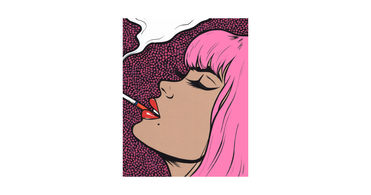 Pink Smoking Comic Girl - Sadgirl - T-Shirt | TeePublic