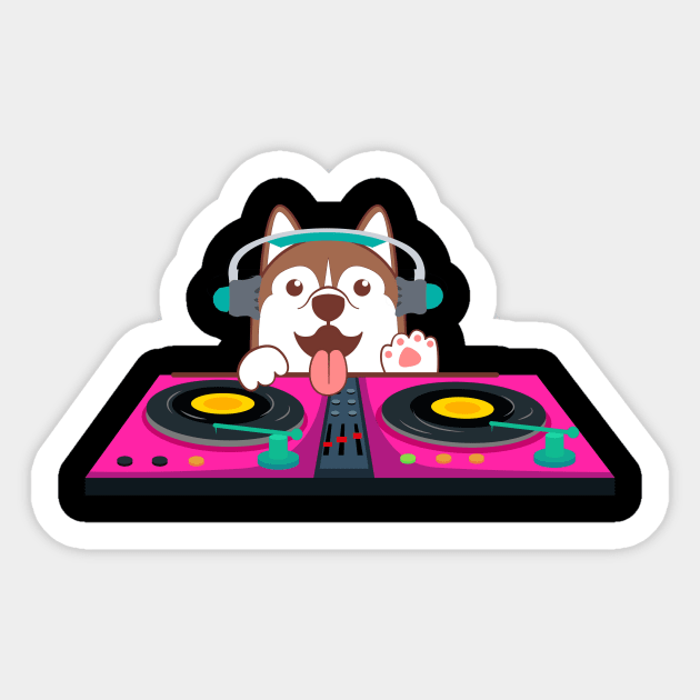 cute little dog dj - Dj Dog - Sticker | TeePublic