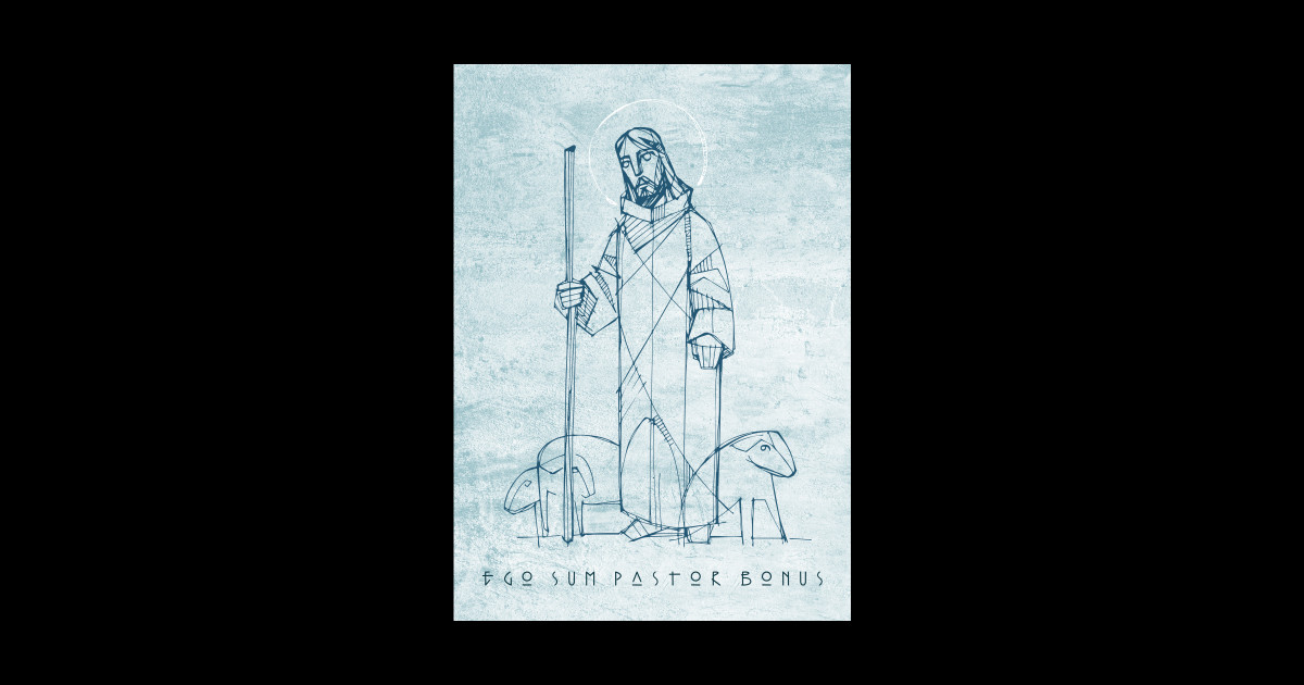 Jesus Christ Good Shepherd ink illustration - Jesus - Sticker | TeePublic