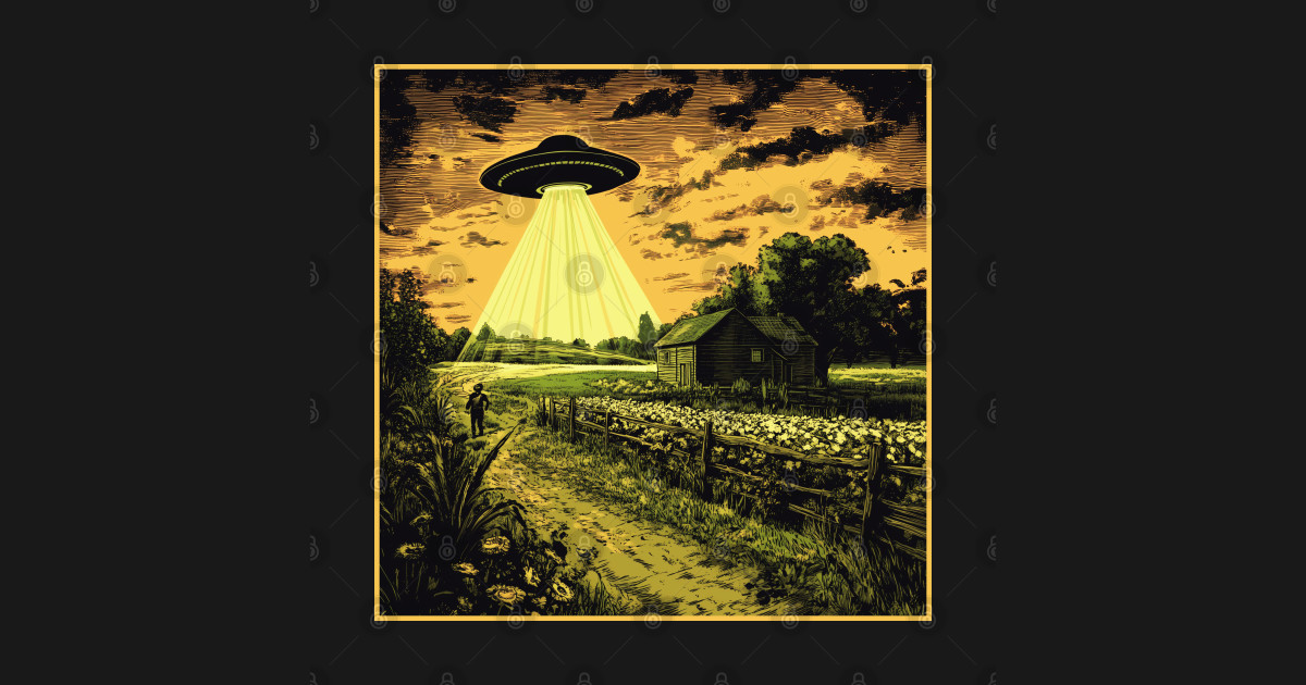 UFO Encounter On Farm - Ufo - T-Shirt | TeePublic