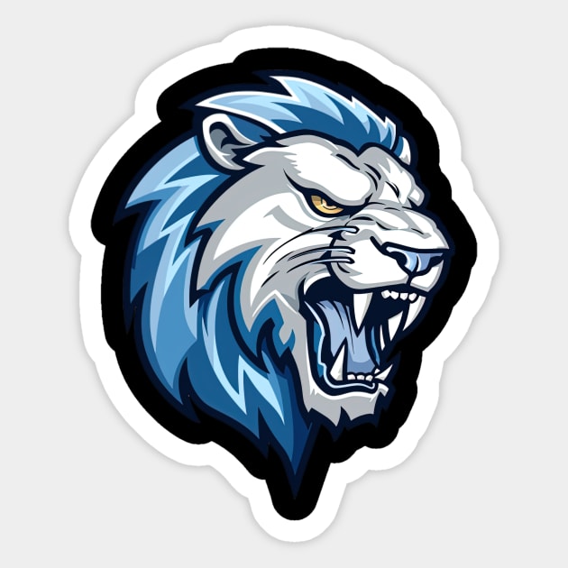 Sky Blue Roar – Bold Lions Head Identity Drop - Blue Roar - Sticker ...