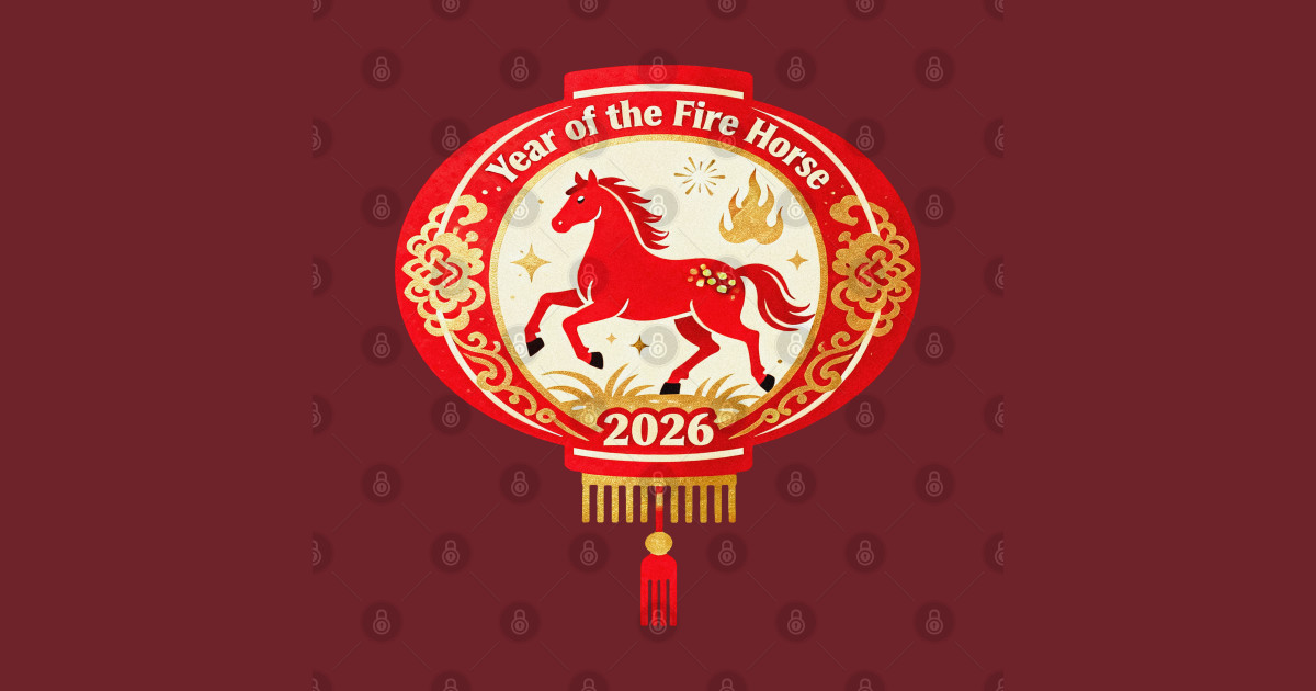 Cosmic Gold Fire Horse Yin Yang Celestial 2026 Mystic - Lunar New Year ...