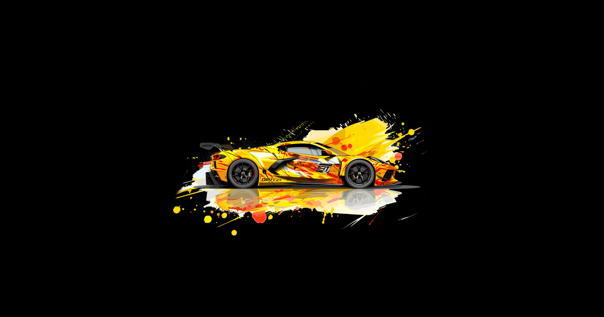 Accelerate Yellow C8 Corvette GT3 Supercar Racecar Yellow Color Splash ...
