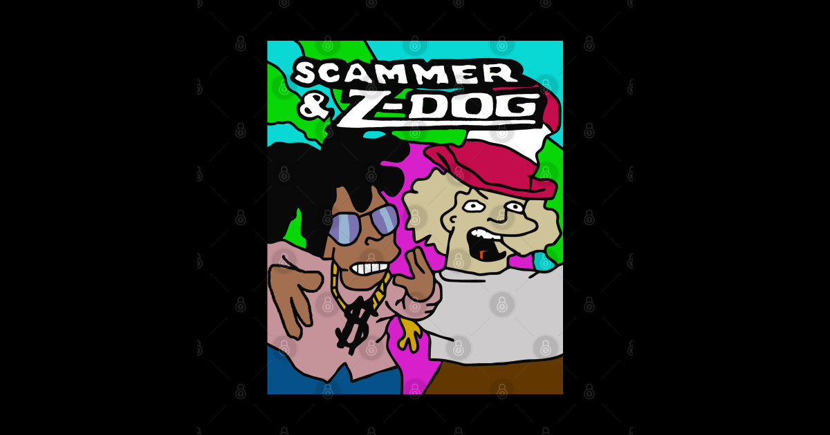 scammer and z dog - Scammer - Sticker | TeePublic