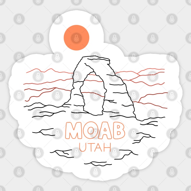 Moab Utah Line Art - Moab - Sticker | TeePublic