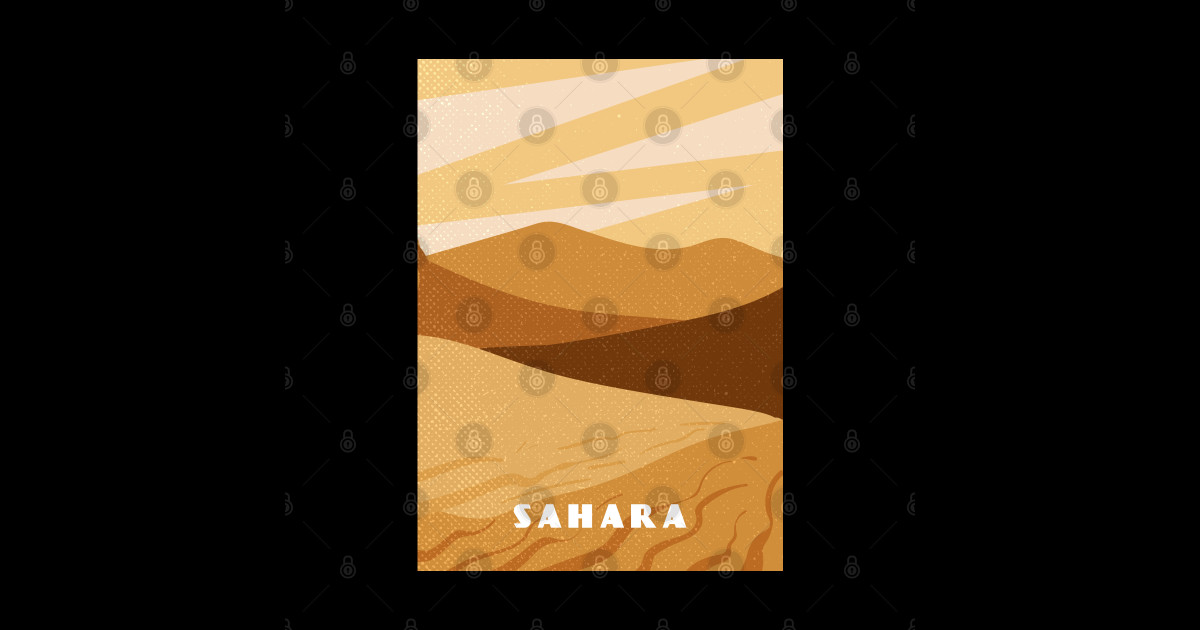 Sahara desert. Retro travel poster - Sahara - Sticker | TeePublic