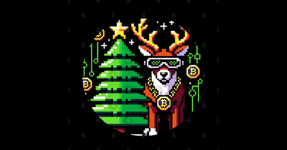 8-Bit Cyberpunk Reindeer - Futuristic Bitcoin Christmas Design - 8 Bit ...