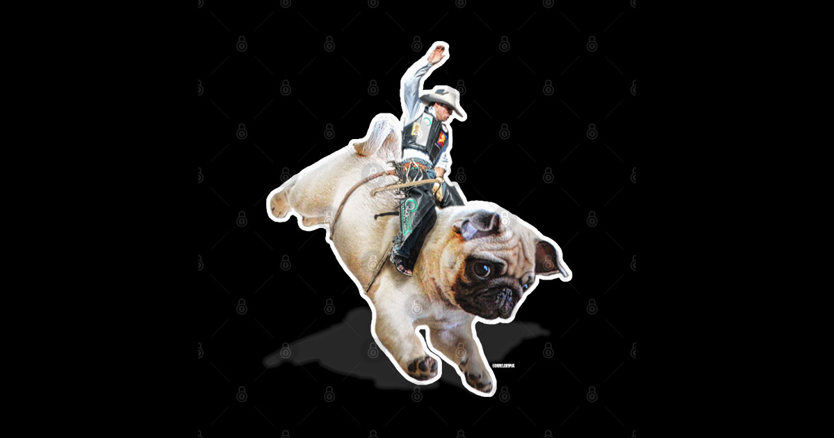 Pug Riding - Pug - T-Shirt | TeePublic