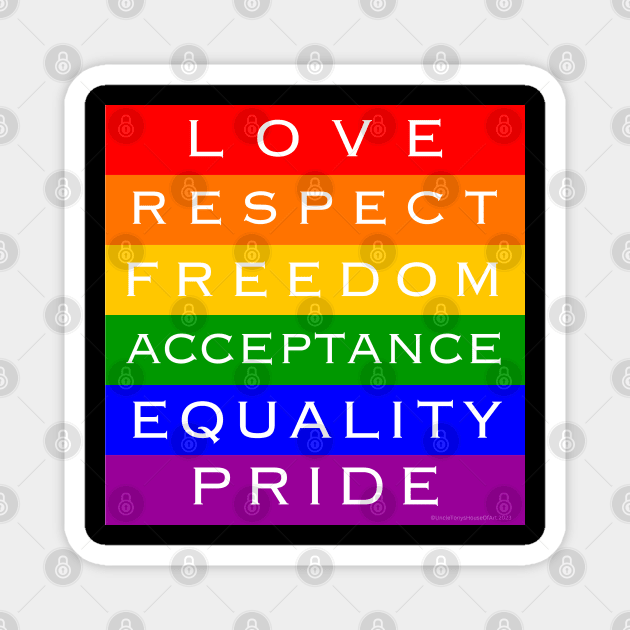 LGBTQIA+ Pride Message Flag - Gay Pride Flag - Magnet | TeePublic