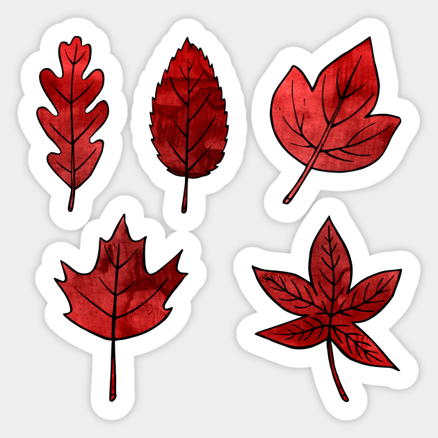 Red Leaves - Leaves - Sticker | TeePublic