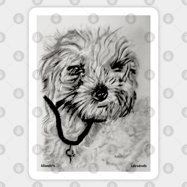 Hand drawn 'Labradoodle' portrait - Dog - Sticker | TeePublic