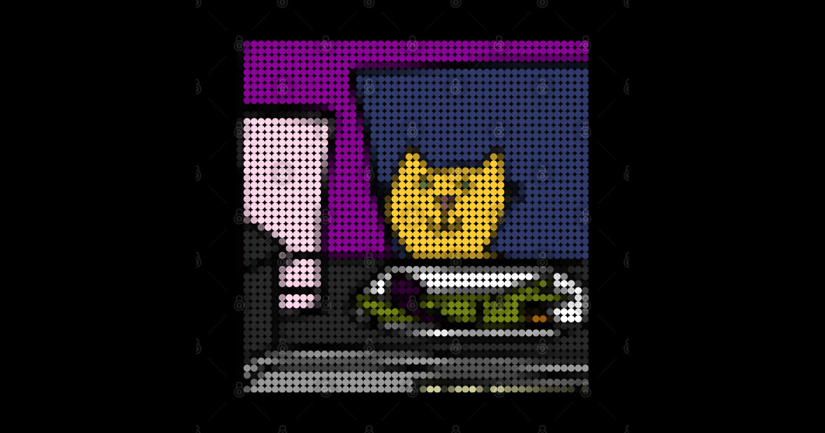 Cat At A Table Meme Goes Dotty - Meme - Sticker | TeePublic