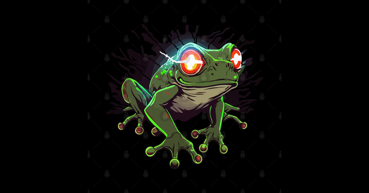 Frog with Laser Eyes - Laser Frog - T-Shirt | TeePublic