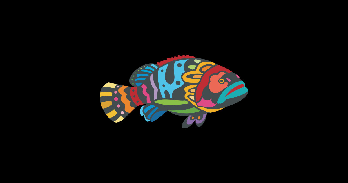 Colorful Grouper Fish - Fish - Sticker | TeePublic