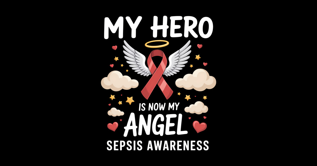 My Hero Is Now My Angel Septicemia Sepsis Awareness Ribbon - Sepsis ...