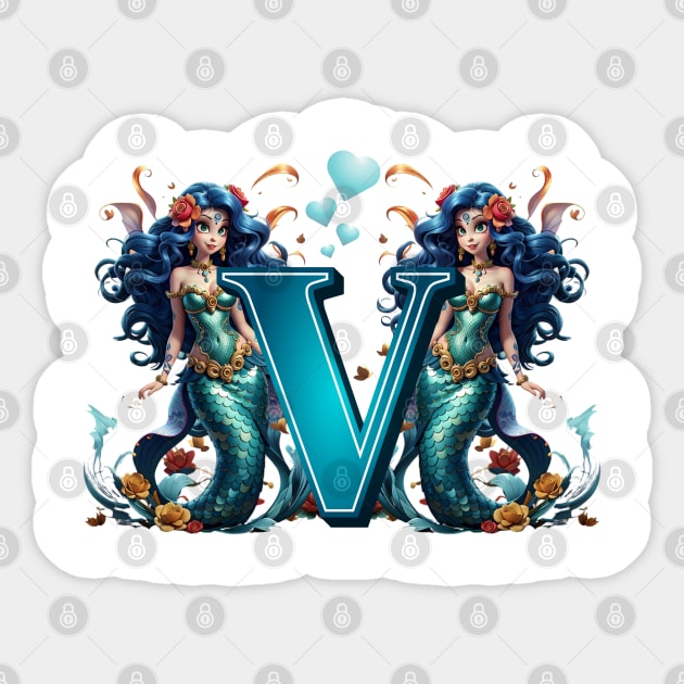 Mermaid Alphabet The Letter V - Lettering Artwork - Sticker | TeePublic