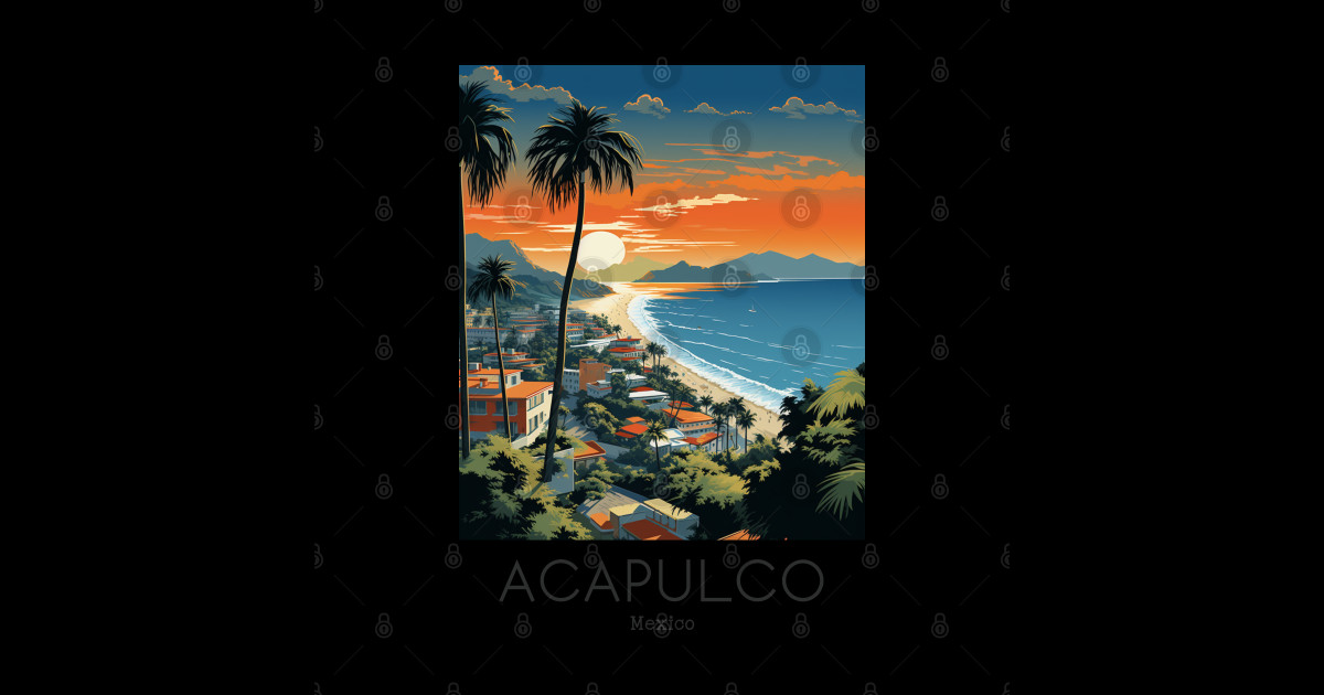 A Vintage Travel Illustration of Acapulco - Mexico - Acapulco - Sticker ...