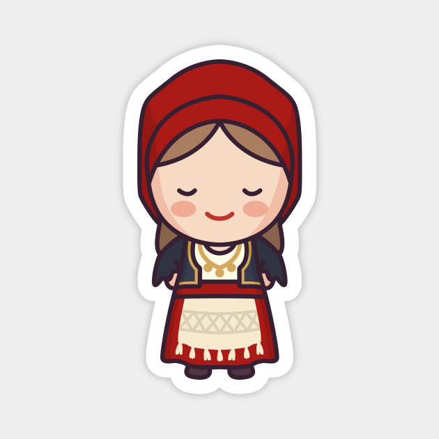 Cute Traditional Greek Girl Cartoon - Traditional Greek - Magnet ...