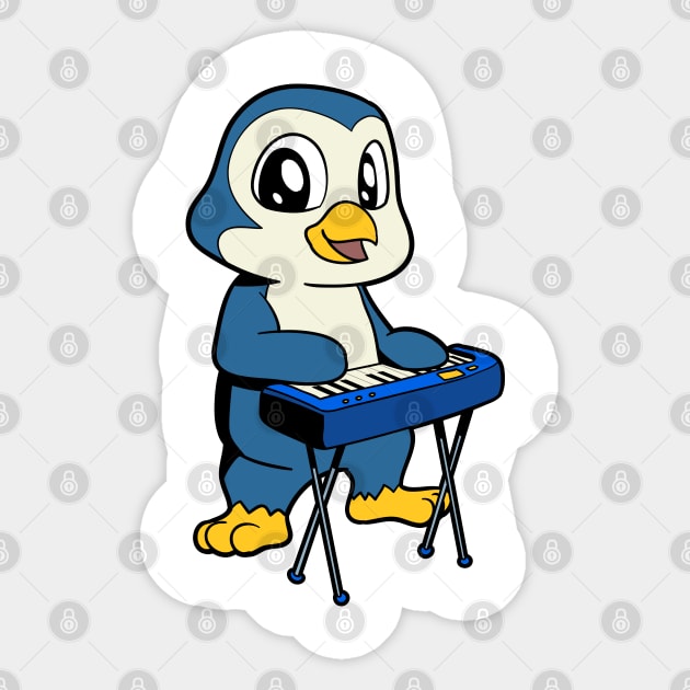 Cartoon penguin playing keyboard - Penguin Keyboard Player - Sticker ...