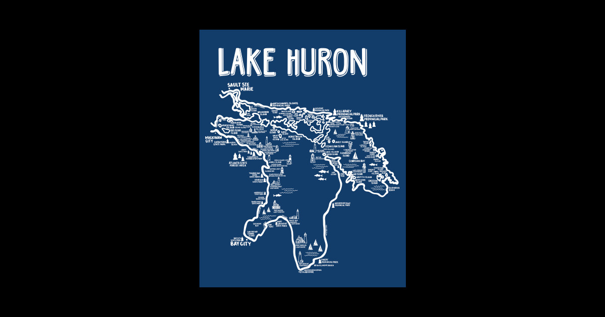 Lake Huron Map - Lake Huron - Sticker | TeePublic