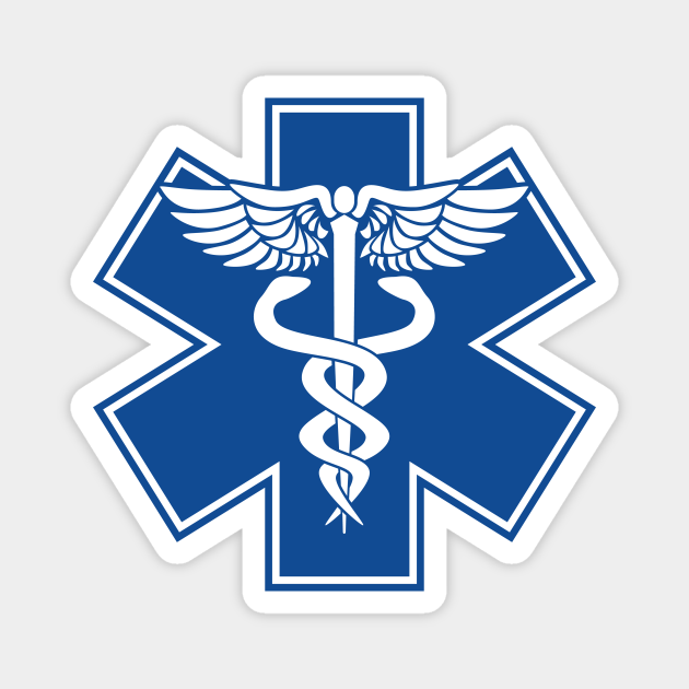 EMT Health Care Caduceus Blue Medical Symbol - Emt - Magnet | TeePublic