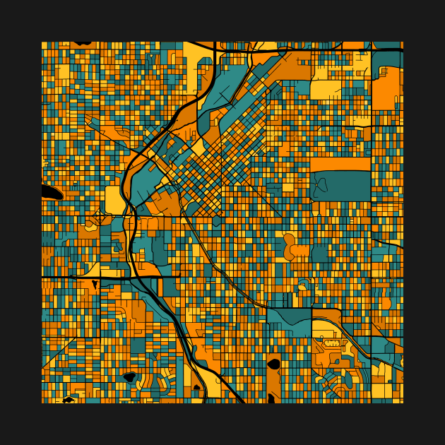 Denver Map Pattern in Orange & Teal - Denver Map - T-Shirt | TeePublic