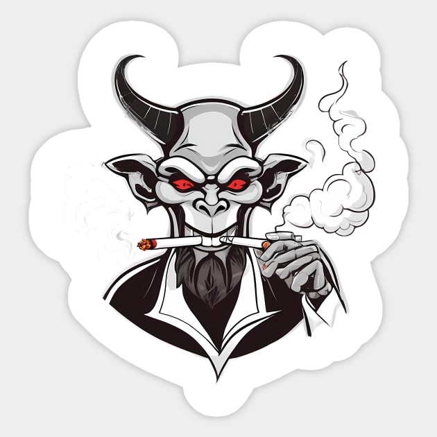 devil smoking a blunt cartoon design - Devil Smoking - Sticker | TeePublic