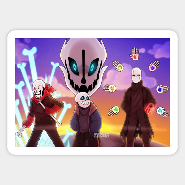 Glitchtale Sans, Papyrus and Gaster - Glitchtale - Sticker | TeePublic